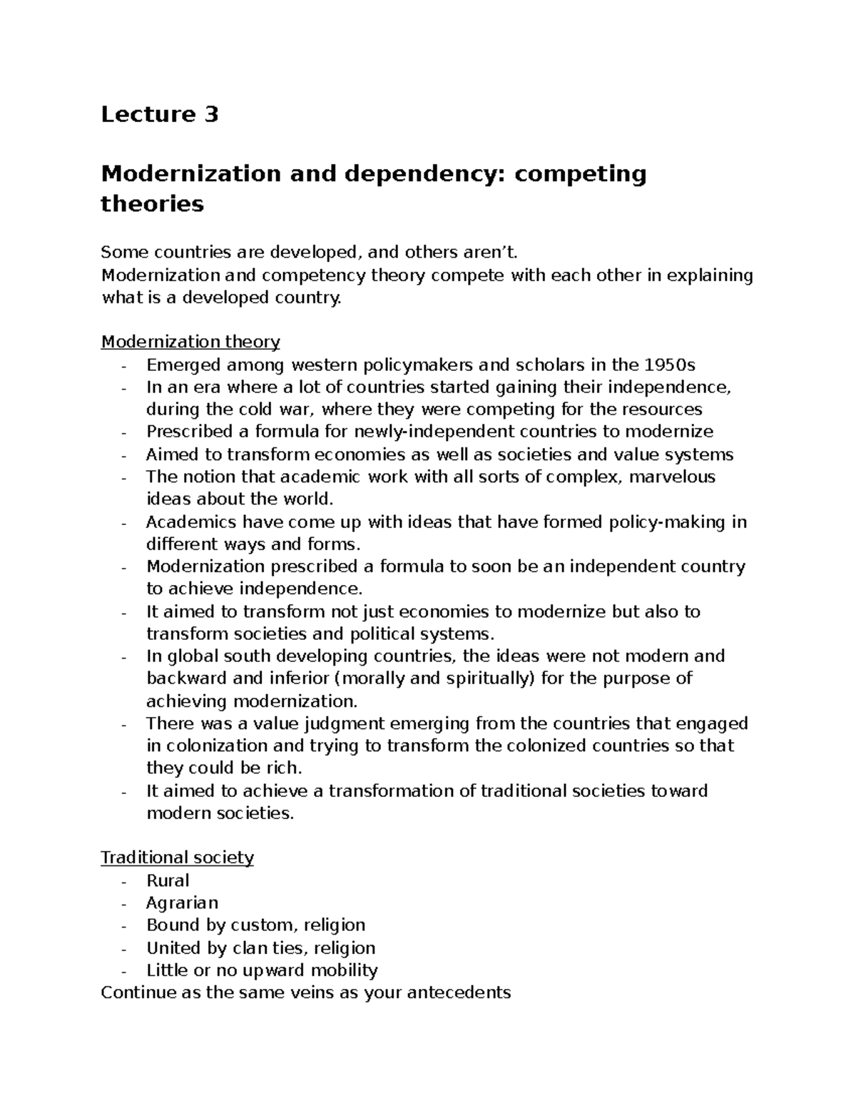 Lecture 3 Modernization And Dependency Lecture 3 Modernization And