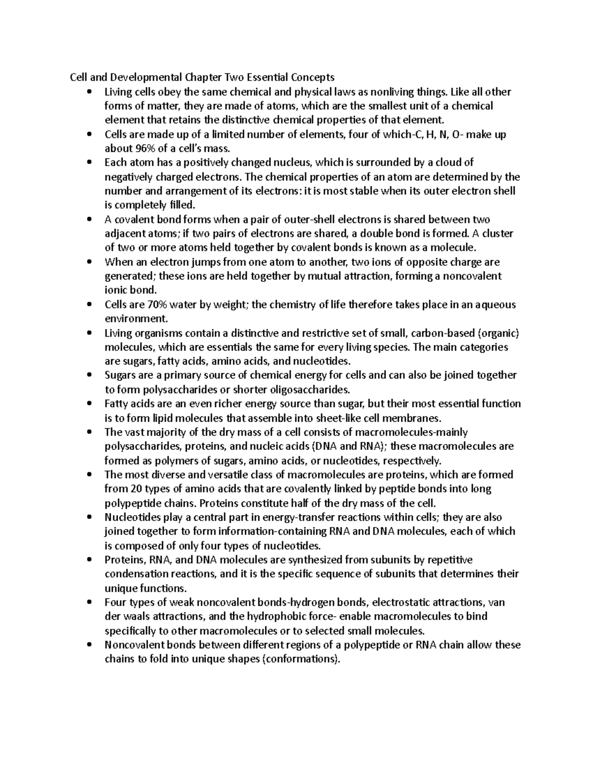Cell and Developmental Chapter Two Essential Concepts - Like all other ...