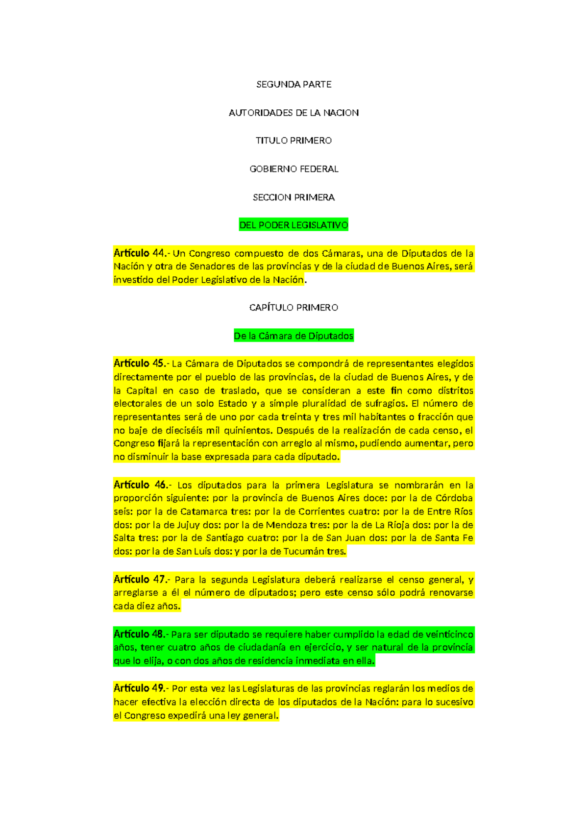 Art 34 a 74 - 77 a 84 - Resumen Derecho Constitucional Ii - SEGUNDA ...