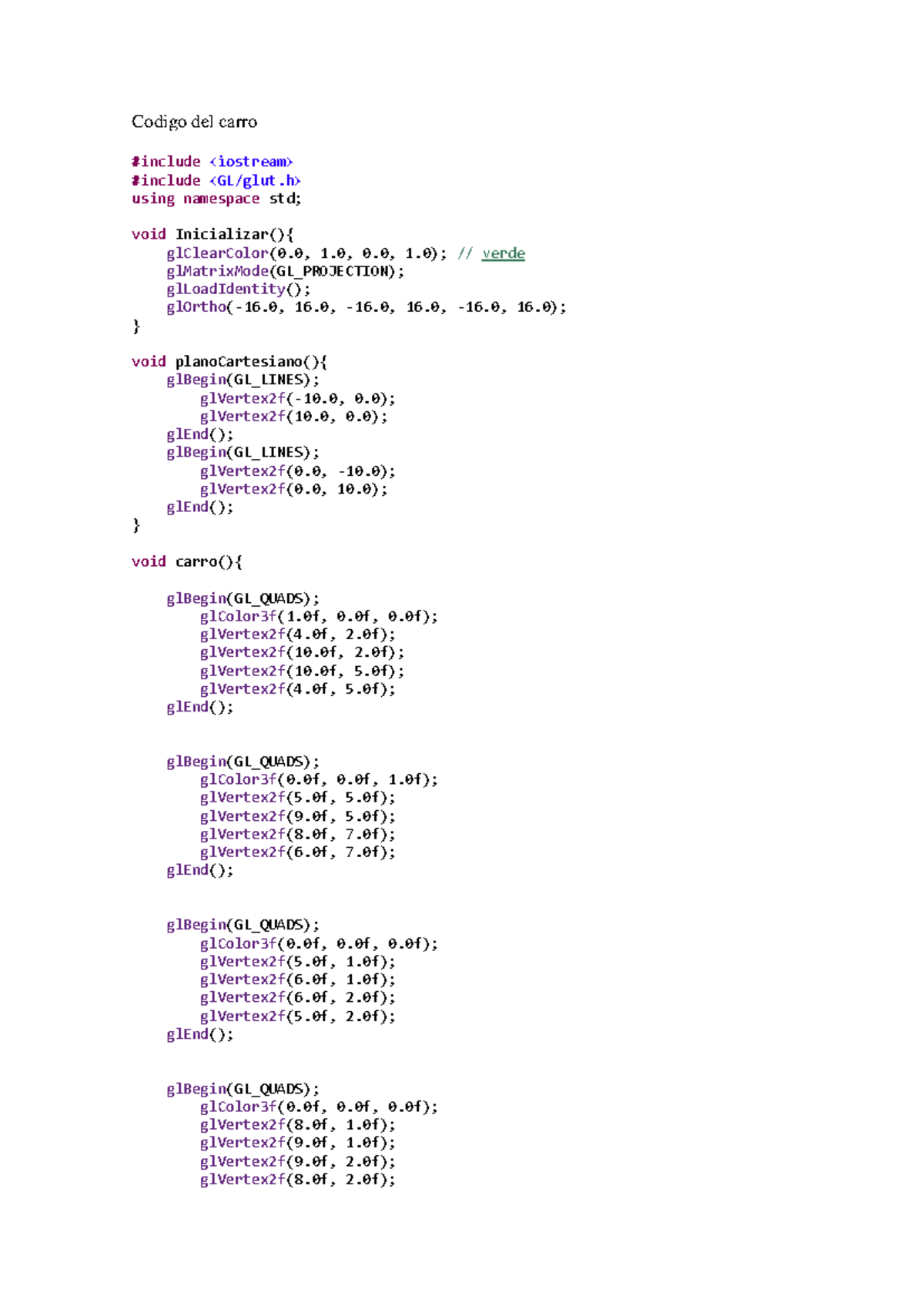 Carro-c++ - 18/20 - Codigo del carro #include #include using - Studocu