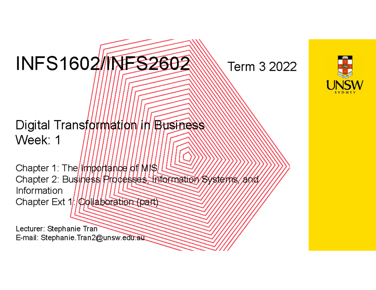 2022 Module 1 Set Lecture Slides For Week 1 Infs1602infs2602 Infs1602infs 2996
