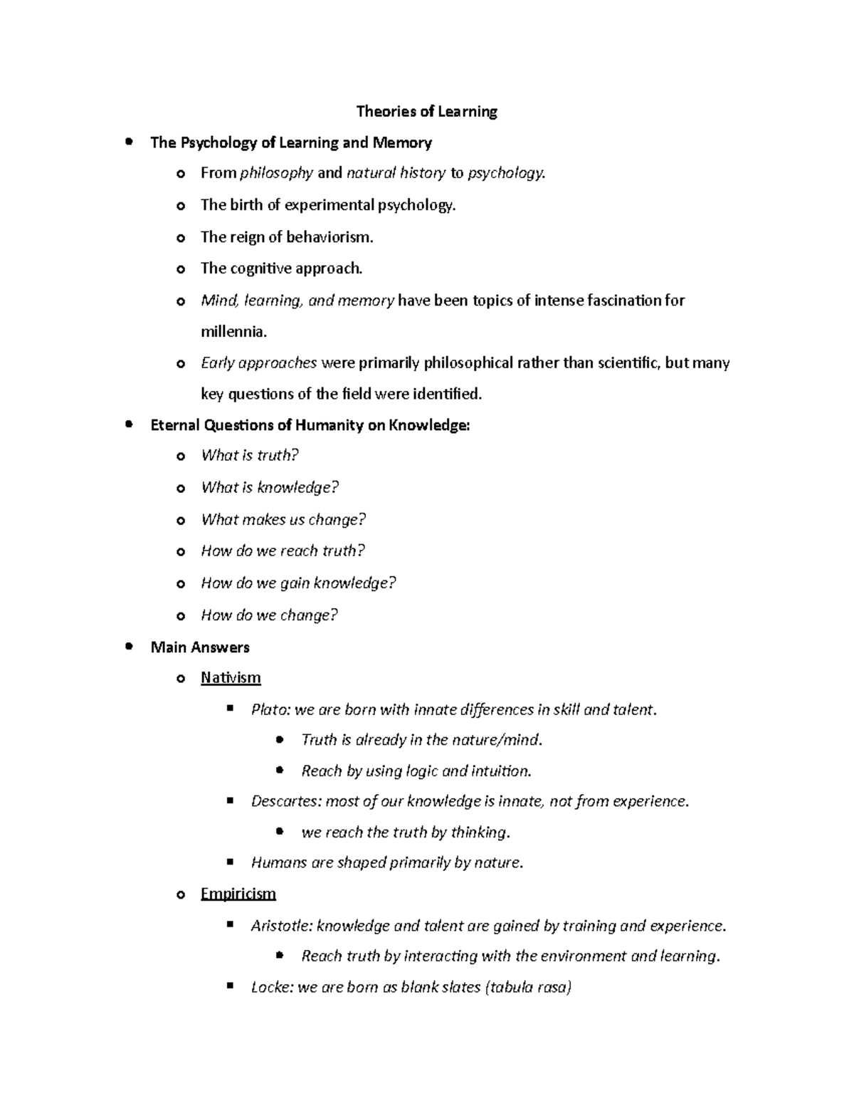 Introductory Notes - Theories of Learning The Psychology of Learning ...