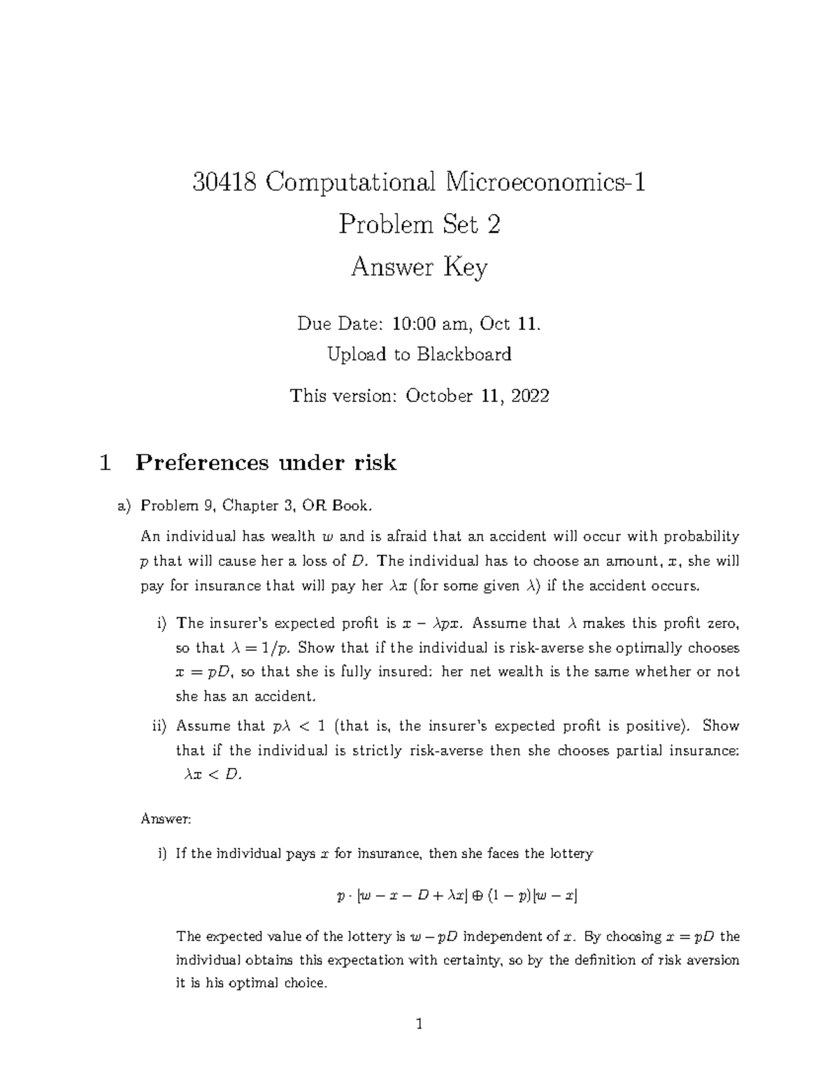 PS2 2022 - Problem set - 30418 Computational Microeconomics- Problem ...