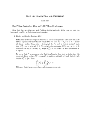 HW1 solutions - STAT 150 HW SOL - STAT 150 HOMEWORK #1 SOLUTIONS FALL ...