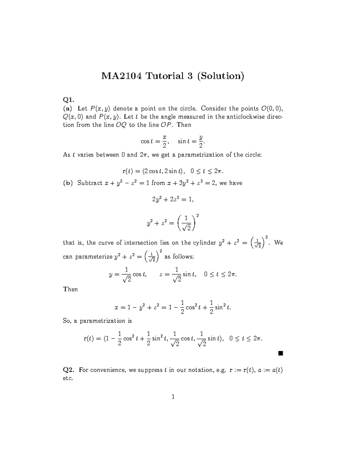 S3 afdsafsadfsafdsafd - MA2104 Tutorial 3 (Solution) Q1. (a) Let P (x ...