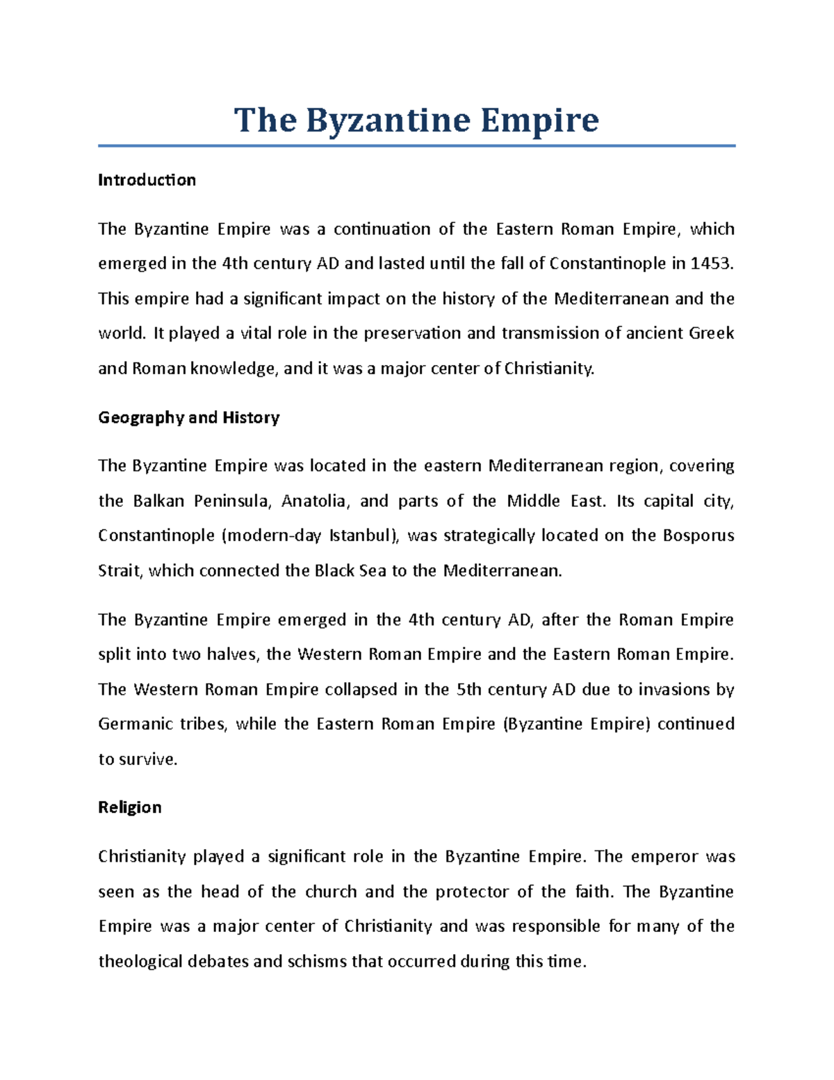 The Byzantine Empire - The Byzantine Empire Introduction The Byzantine ...