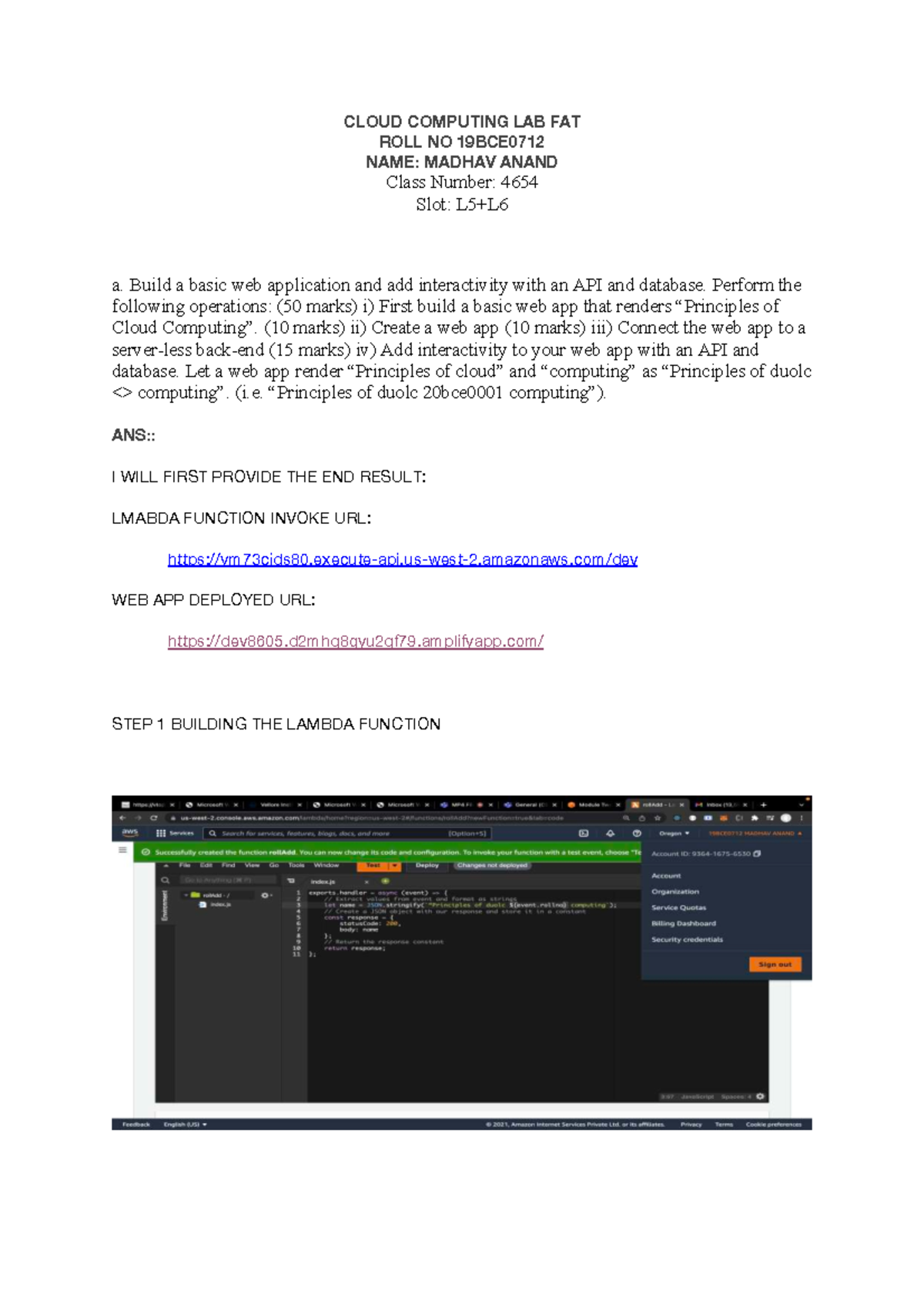 VL202122010 4654 FAT - CLOUD COMPUTING LAB FAT ROLL NO 19BCE NAME ...