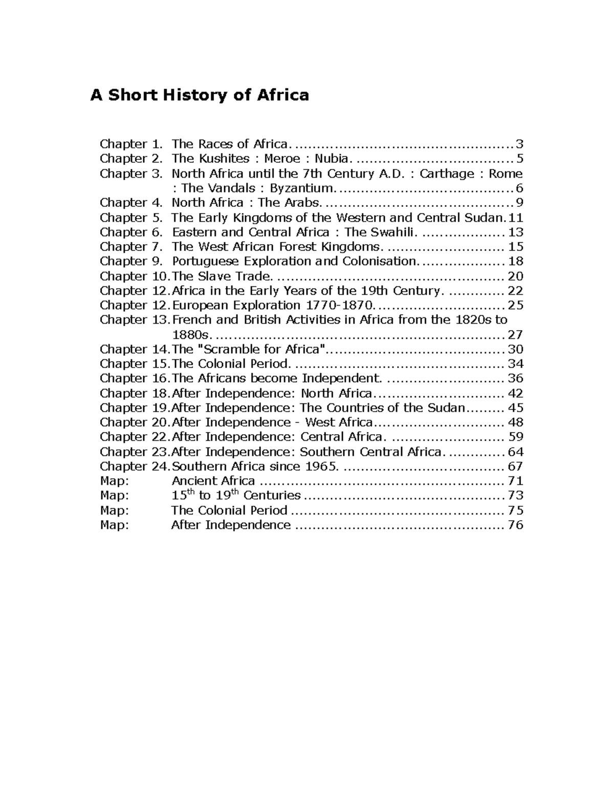 A Short History of Africa - A Short History of Africa Chapter 1. The ...