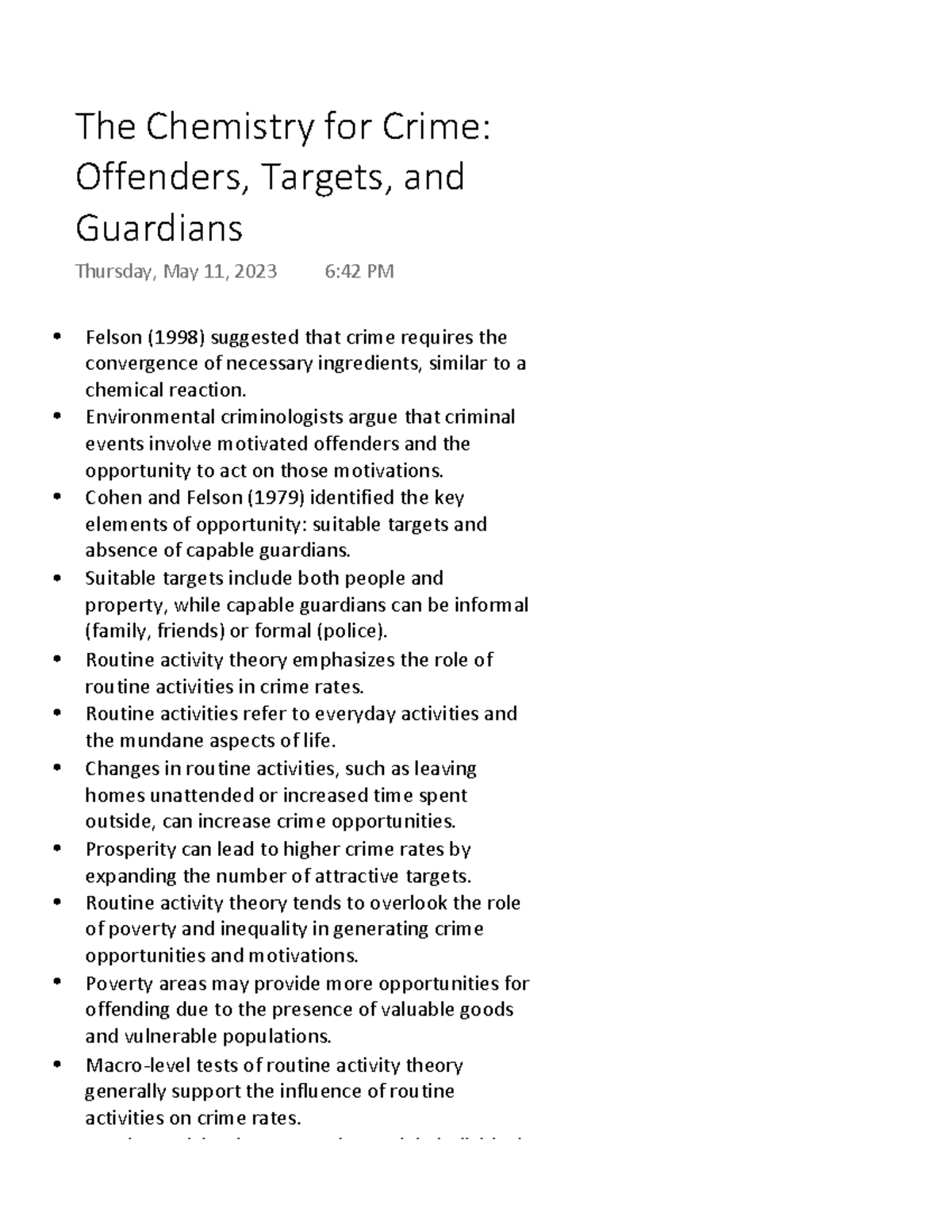 The Chemistry for Crime Offenders, Targets, and Guardians - Felson ...