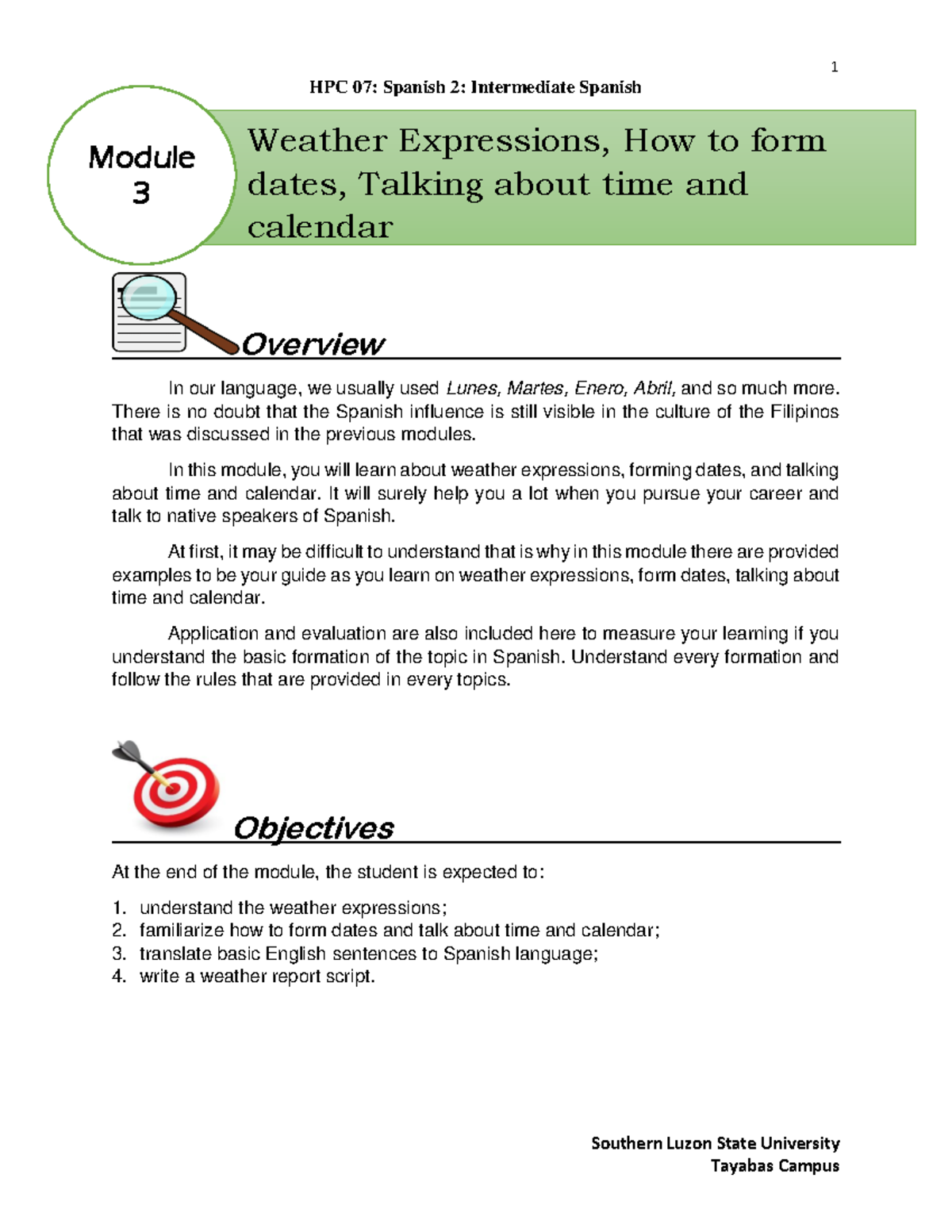 HPC07-Module-3 - hospitality - HPC 07: Spanish 2: Intermediate Spanish ...