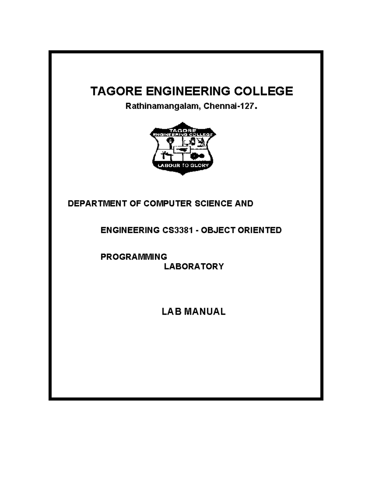 CS3381- OOPS Lab Manual-2022 new - TAGORE ENGINEERING COLLEGE ...
