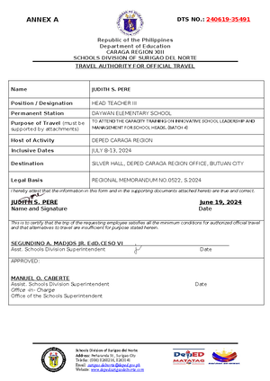 Minutes OF THE Meeting PTA CARD DAY 2024 - Republic of the Philippines ...