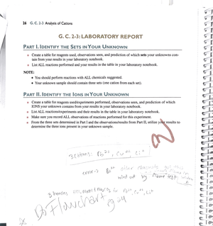 Chem 2 Lab Exp 5 Flow Chart - Jasmine Joseph 9. General Chemistry II ...