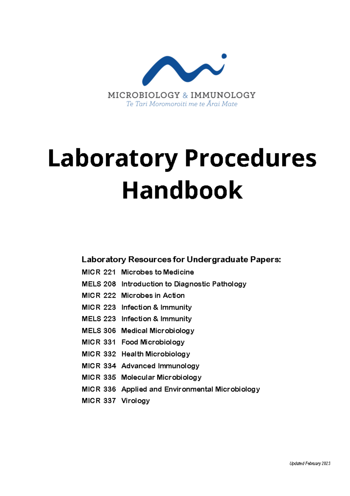 Microbiology Laboratory Procedures Handbook - Laboratory Procedures ...