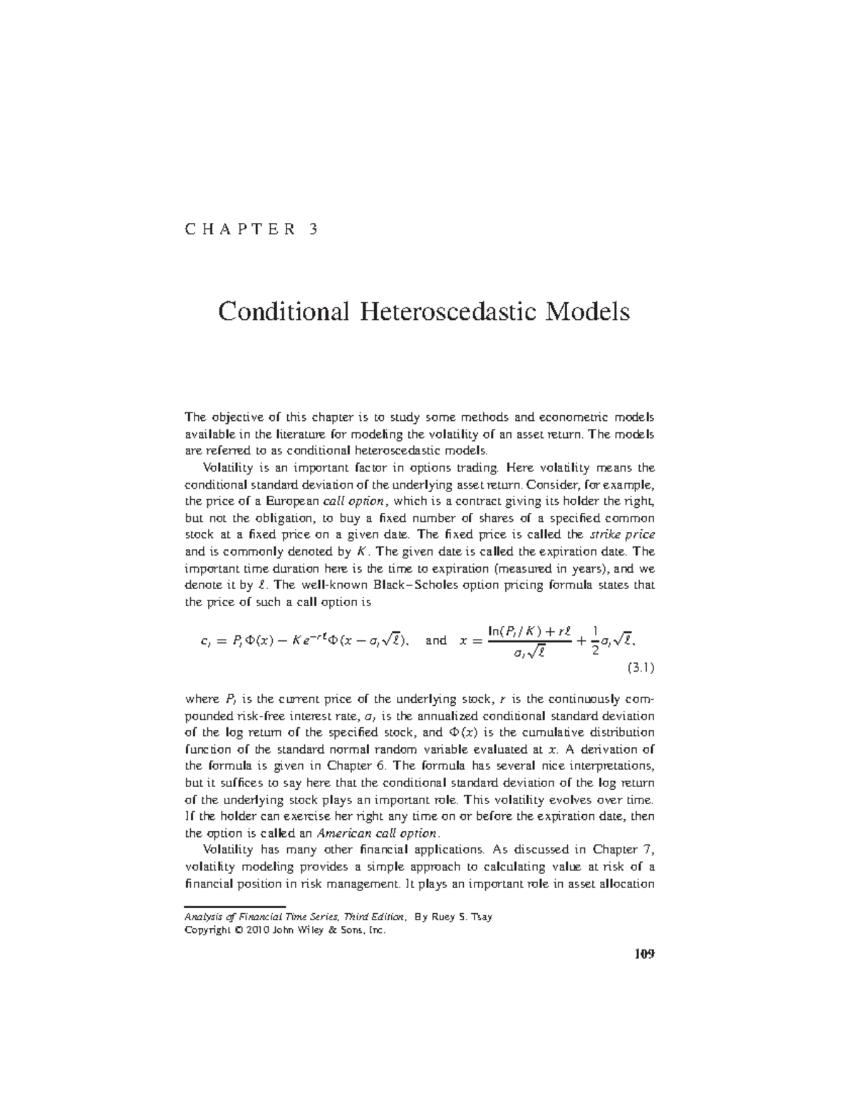 Analysis of Financial Time Series-Chap3 - C H A P T E R 3 Conditional Heteroscedastic Models The ...