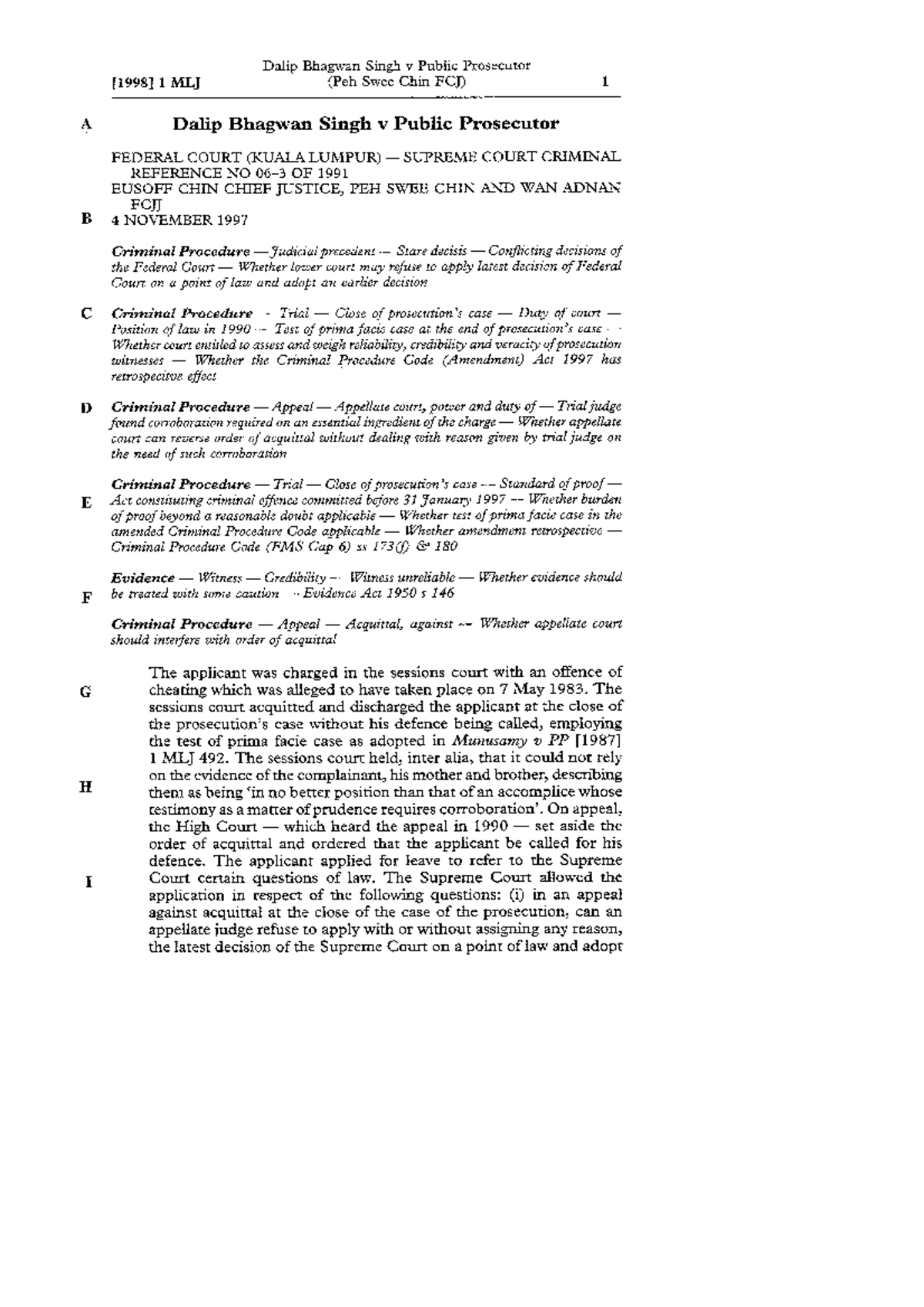 Dalip Bhagwan Singh v Public Prosecutor - [1 - 8 Malayan Law Journal ...