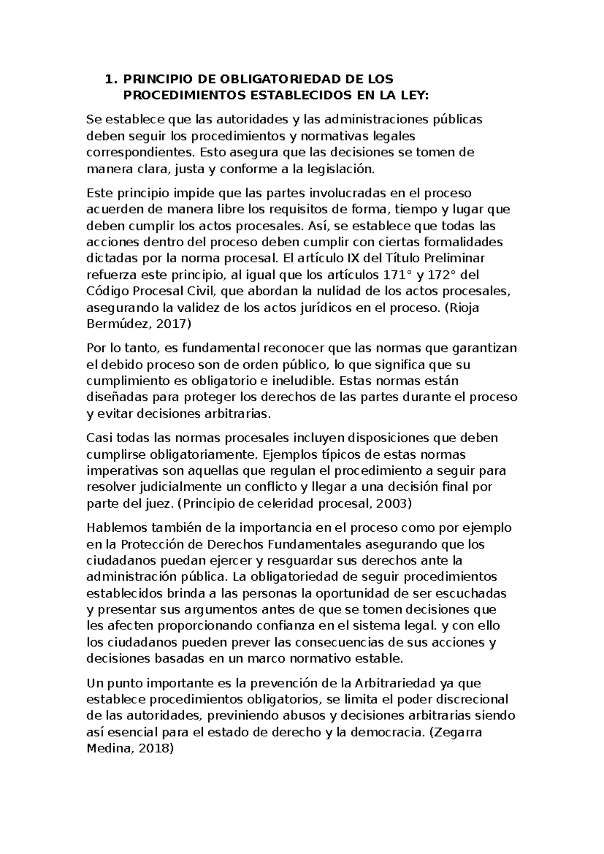 TAREA ACADEMICA - 1. PRINCIPIO DE OBLIGATORIEDAD DE LOS PROCEDIMIENTOS ...