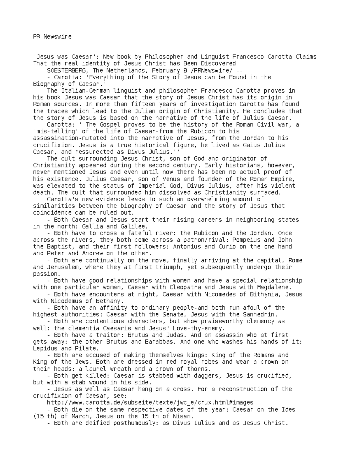 4090002 Jesus was Caesar - PR Newswire 'Jesus was Caesar': New book by ...