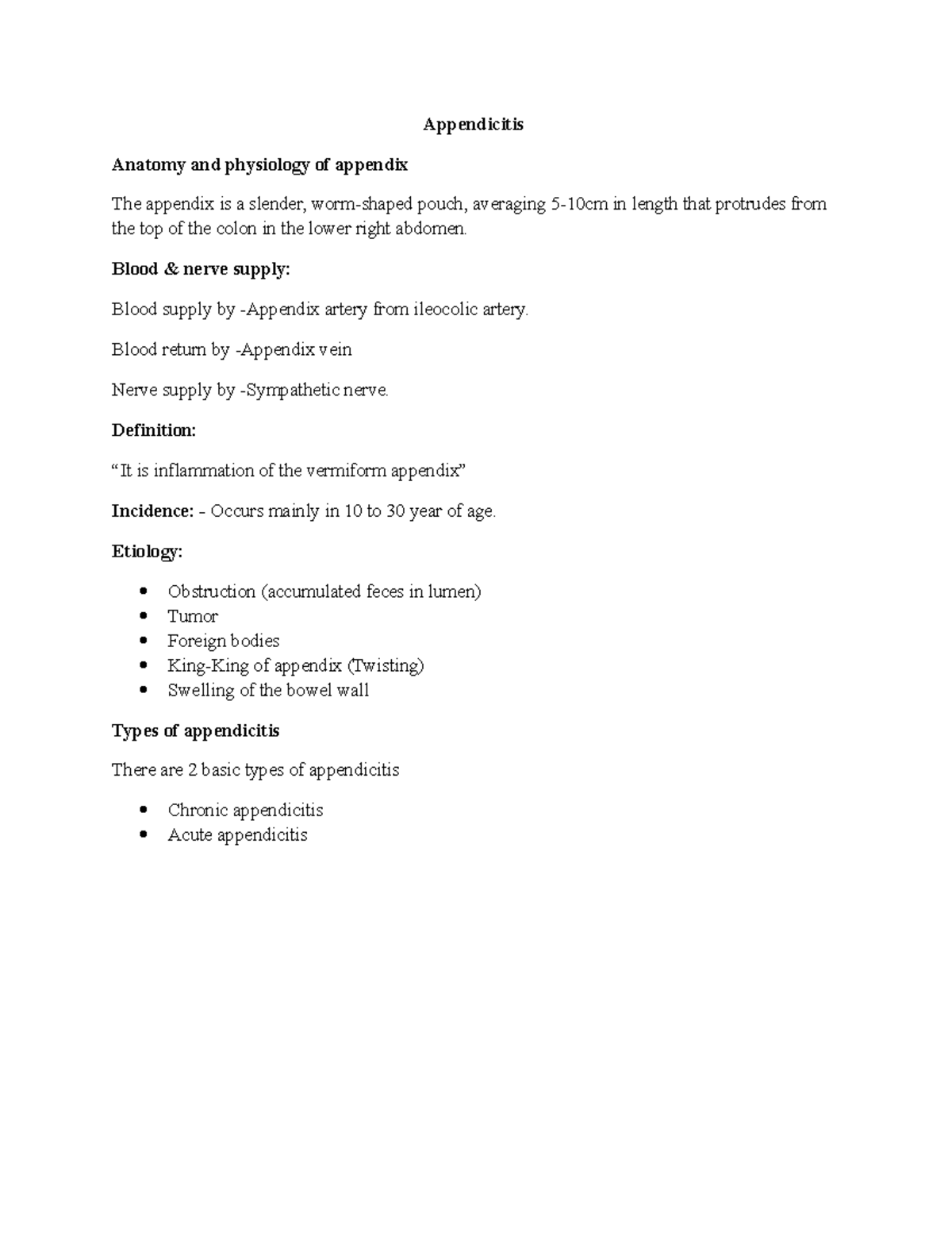 Appendicitis - Appendicitis Anatomy and physiology of appendix The ...