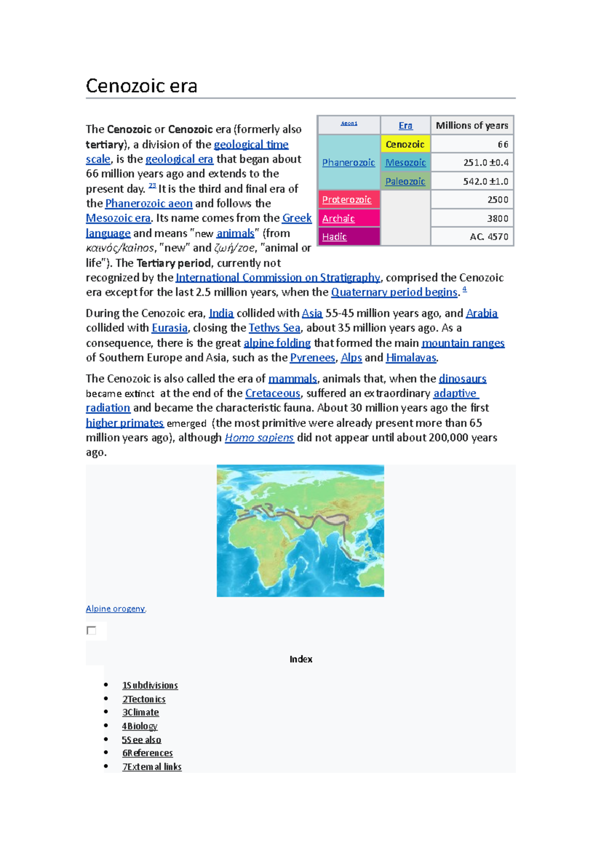 Cenozoic era Biology - Cenozoic era The Cenozoic or Cenozoic era ...