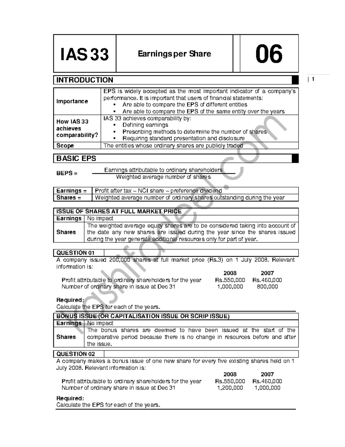 06 Earnings per share - Accounting - | 1 IAS 33 Earnings per Share 06 ...