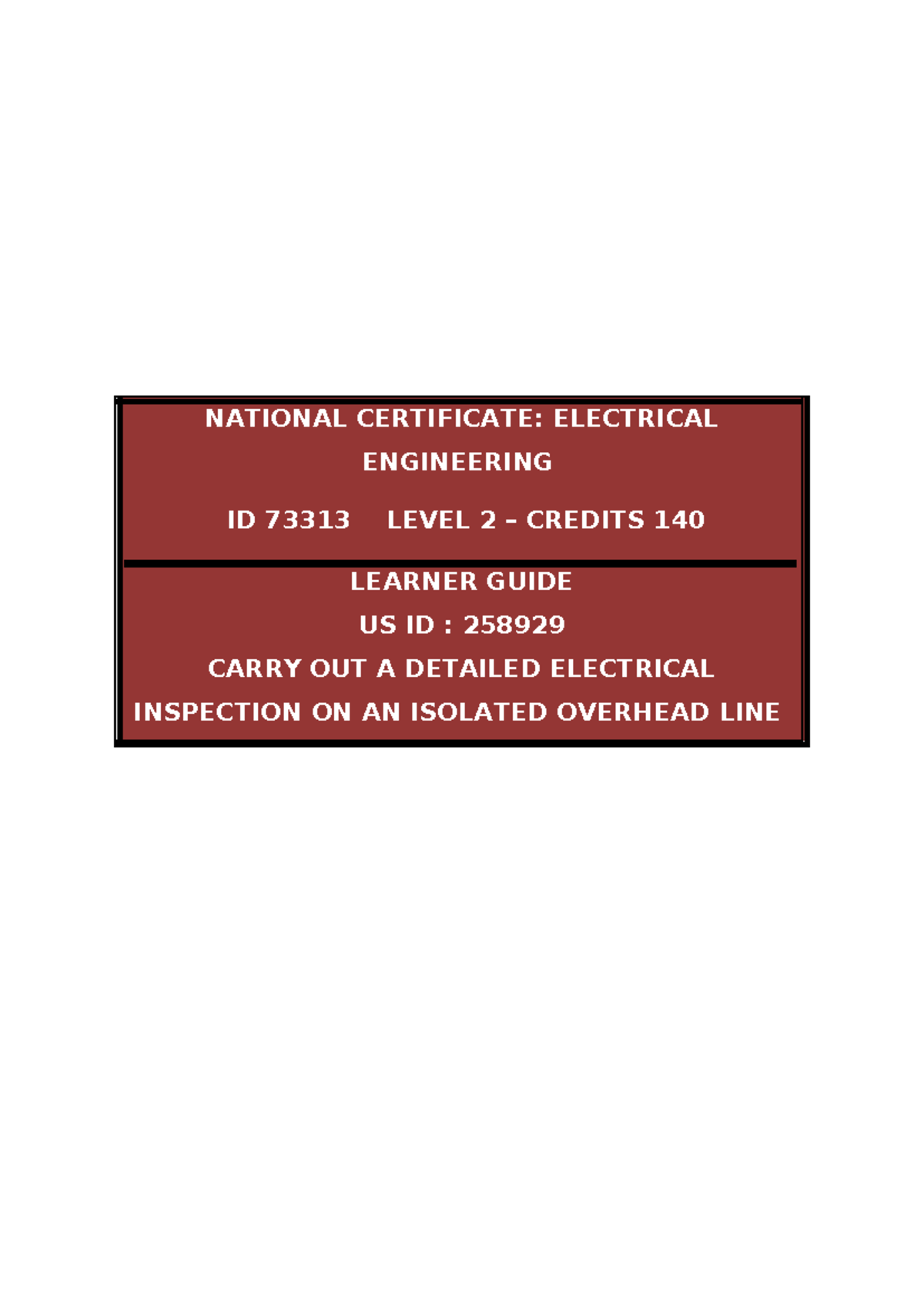 258929 - Learner Guide - NATIONAL CERTIFICATE: ELECTRICAL ENGINEERING ...