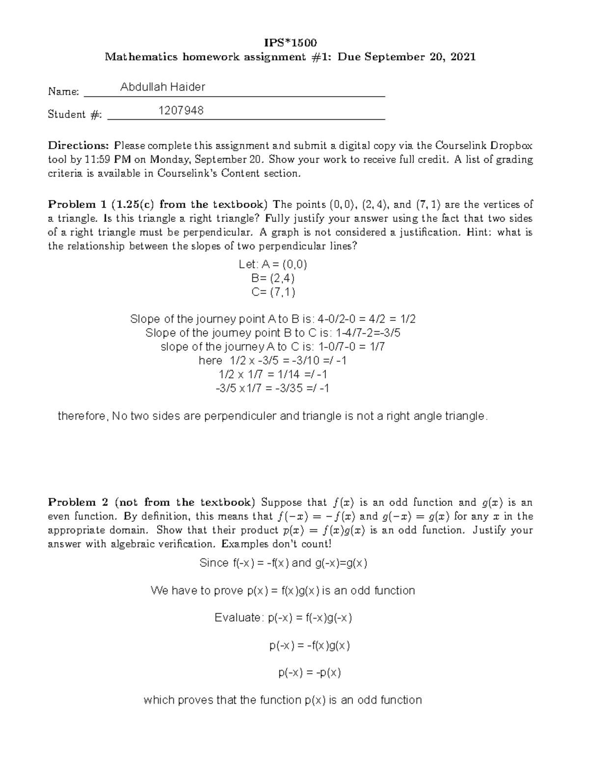 IPS1500 math hw11 - hw 11 - IPS* Mathematics homework assignment #1 ...