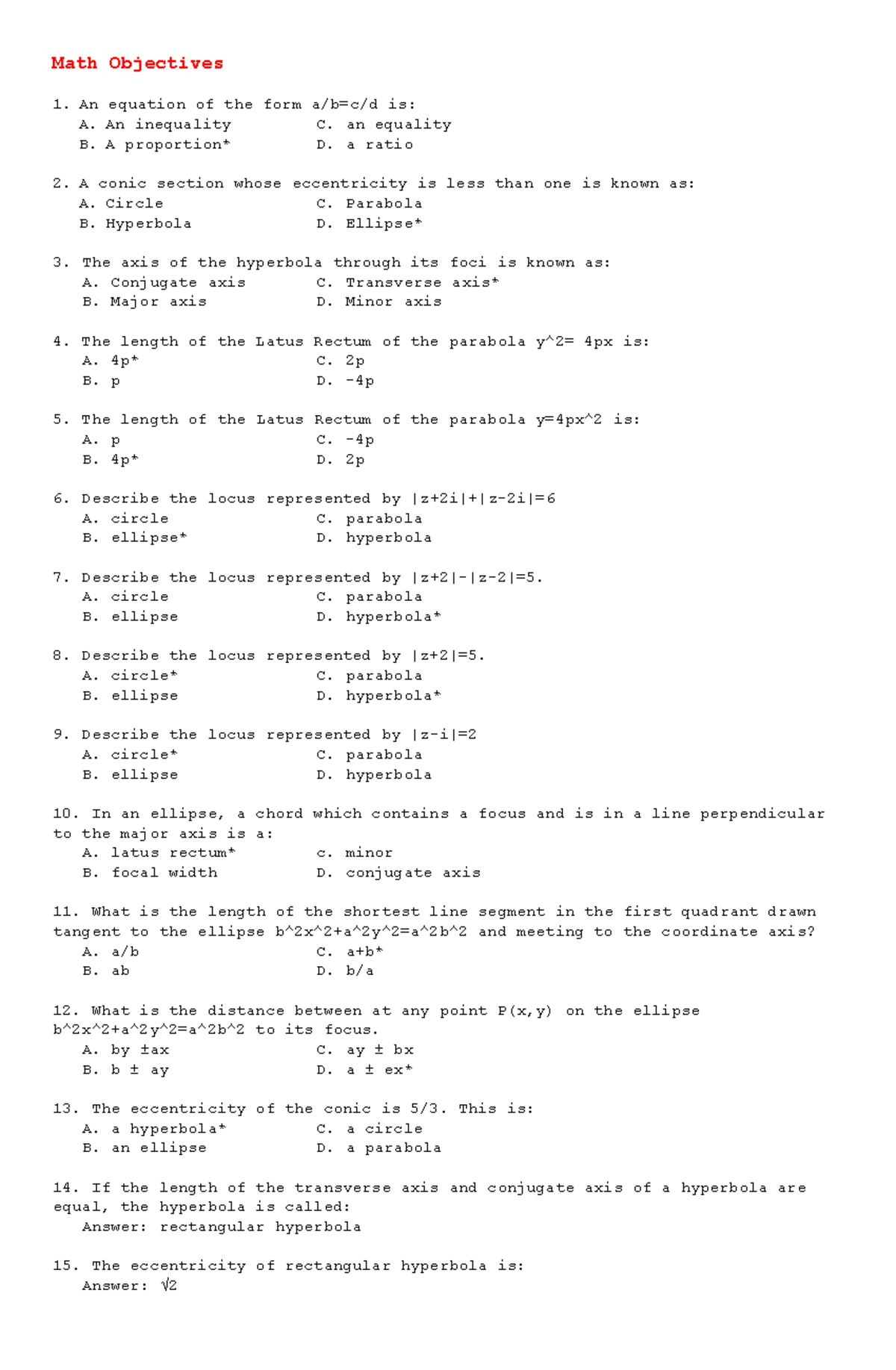 Math-Objective - Math Objective for board exam - Math Objectives An ...