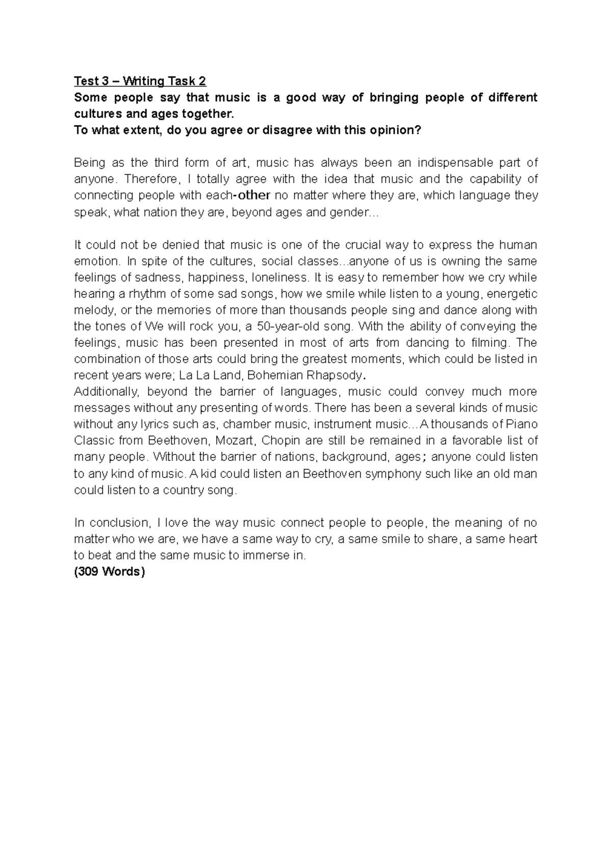 Test 3- Writing task 2 - Test 3 – Writing Task 2 Some people say that ...