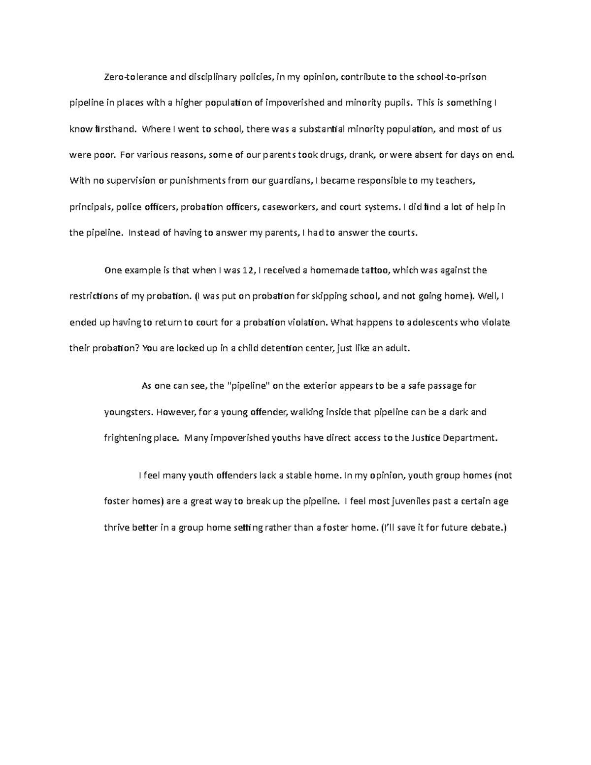 6-1 disc - Discussion - Zero-tolerance and disciplinary policies, in my ...