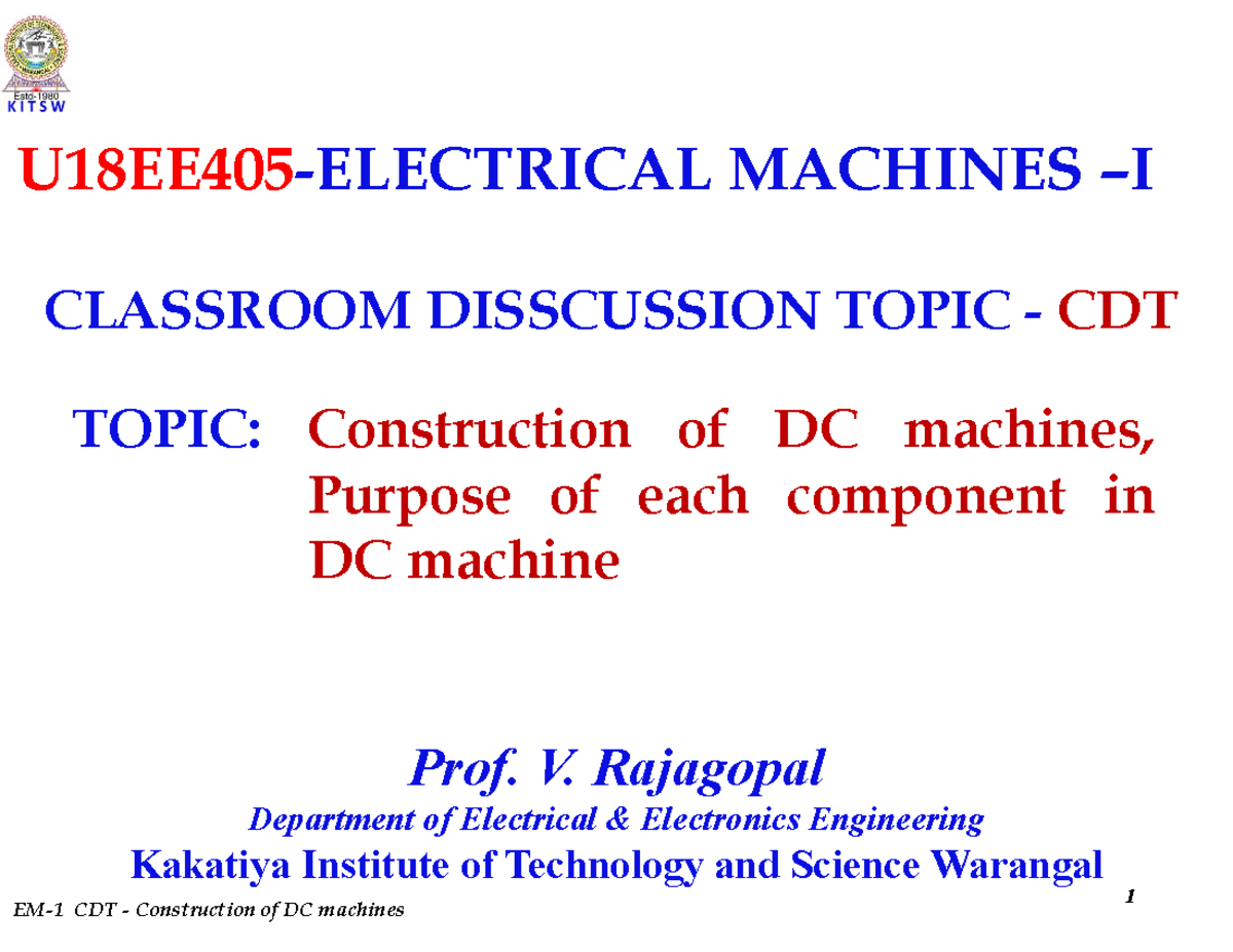 9-Constructionof DCmachines Purposeofeachcomponentin DCmachine - 1 ...