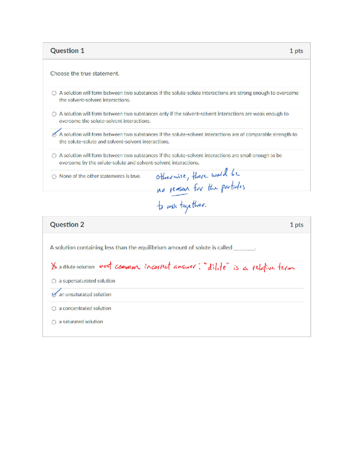 Solution Concentrations practice quiz key - CHEM 1220 - Studocu