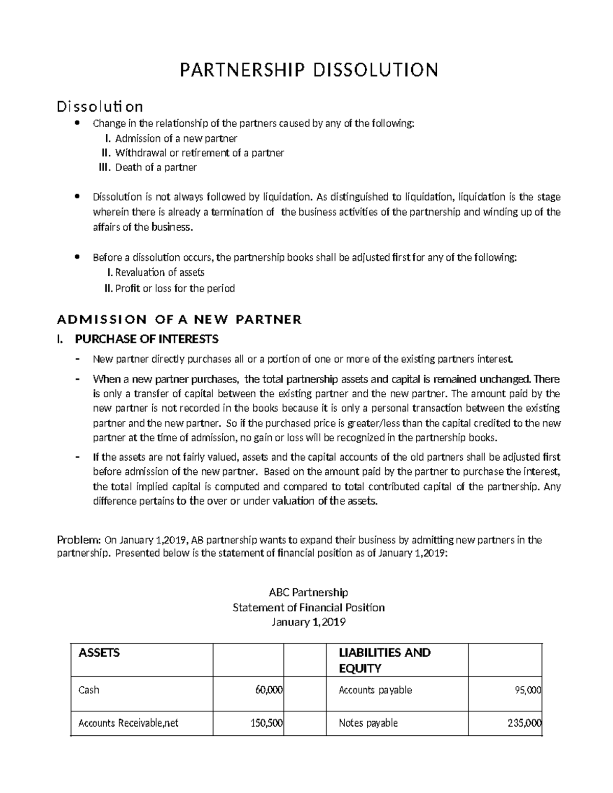 Partnership Dissolution - PARTNERSHIP DISSOLUTION Dissoluti on Change ...