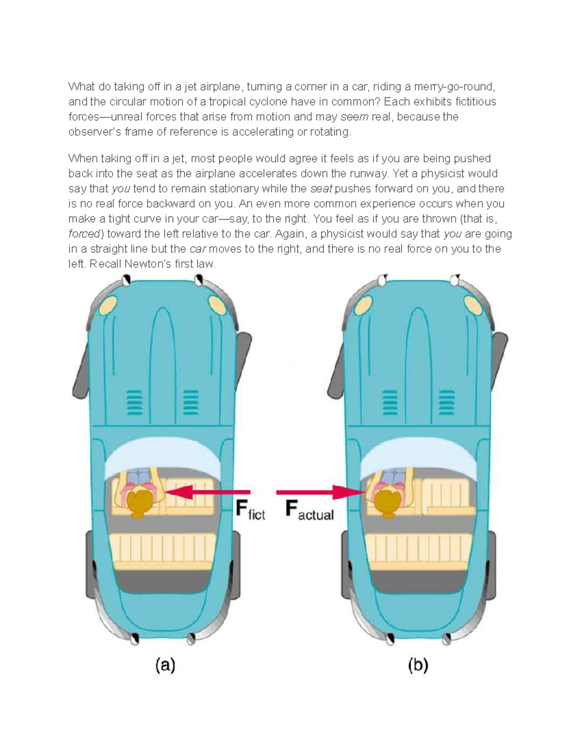 Lesson Note on Fictitious Forces - What do taking off in a jet airplane ...
