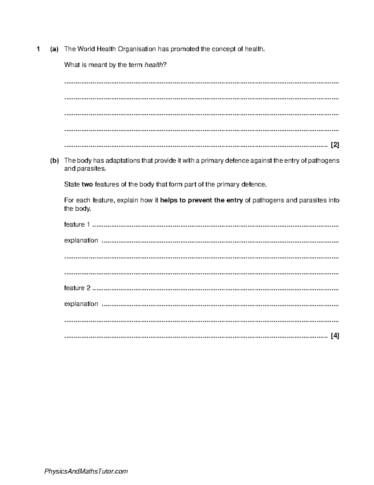 Communicable Diseases, Disease Prevention and the Immune System 3 QP ...