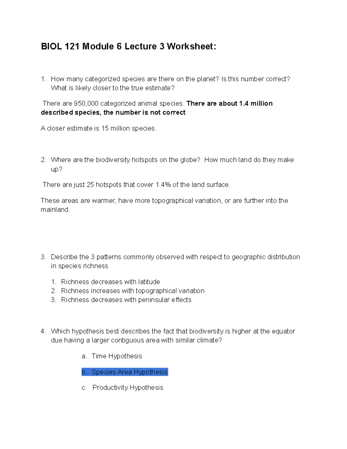 BIOL 121 Module 6 Lecture 3 - BIOL 121 Module 6 Lecture 3 Worksheet ...