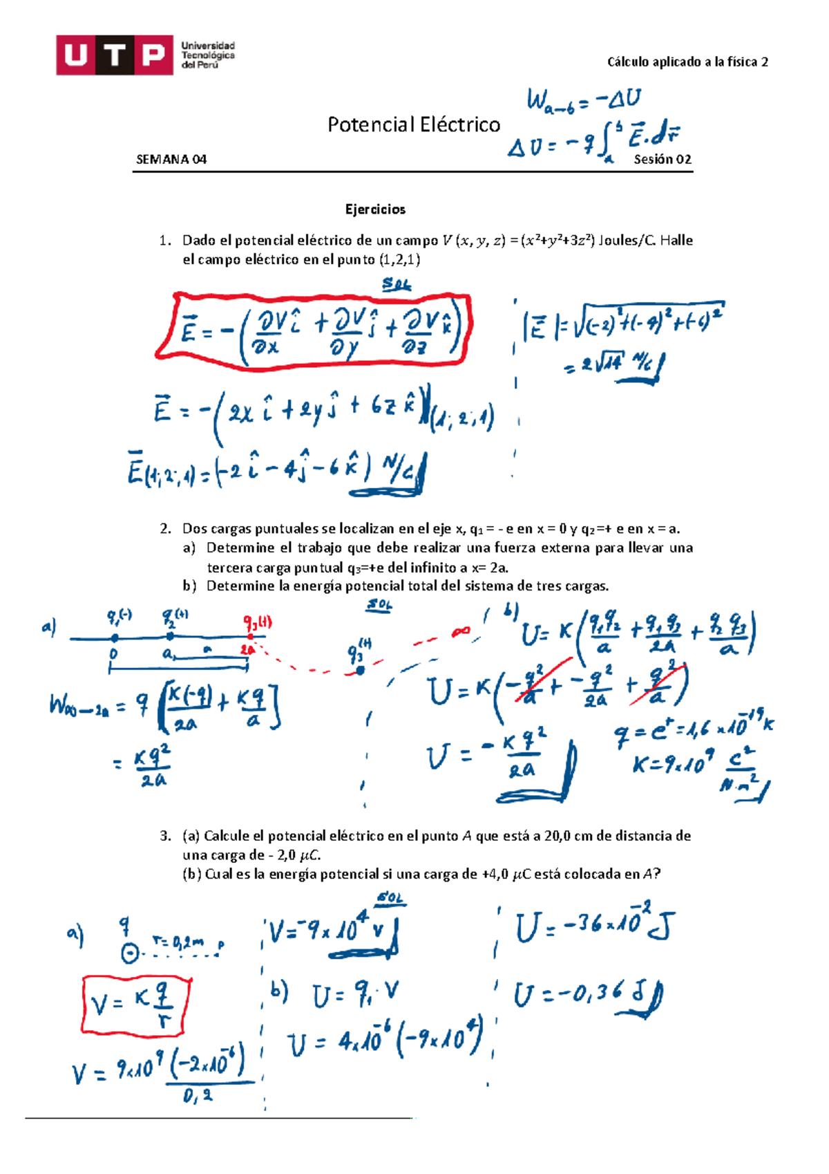 S-sem4-ses2-potencial-desarrollado compress - Potencial Eléctrico SEMANA 04 Sesión 02 Ejercicios ...