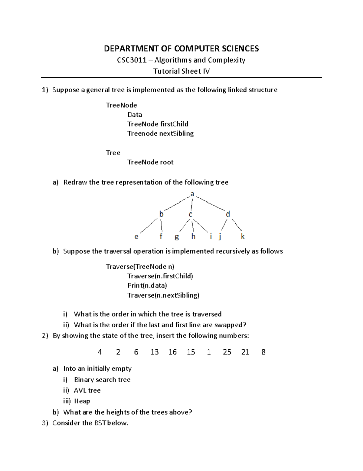Csc3011 3011 Tut 4 Gorithms And Complexity Department Of Computer Sciences Csc3011 6187
