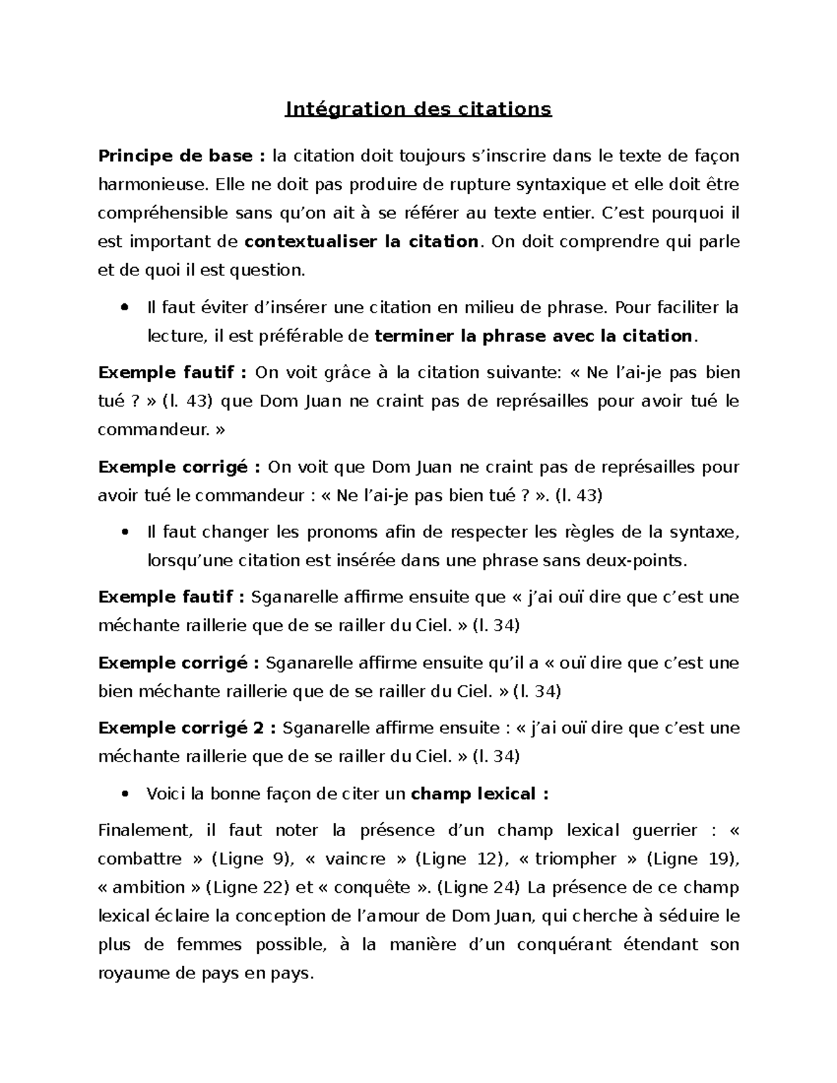 Integration des citations 2023 - Intégration des citations Principe de ...