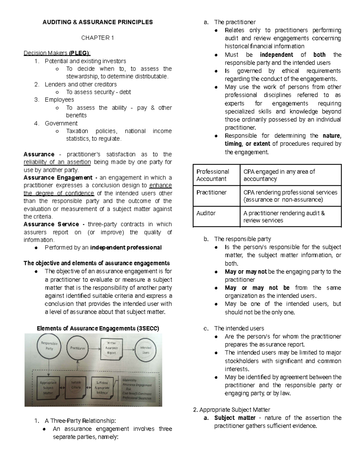 Chapter 1 Auditing & Assurance Principles - AUDITING & ASSURANCE PRINCIPLES CHAPTER 1 Decision ...
