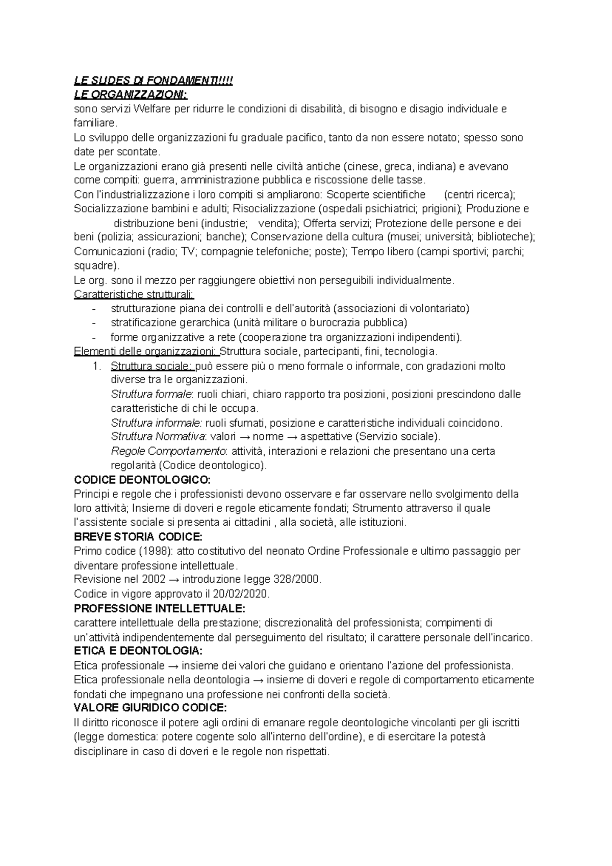 riassunto di slides di fondamenti e organizzazione del servizio sociale ...