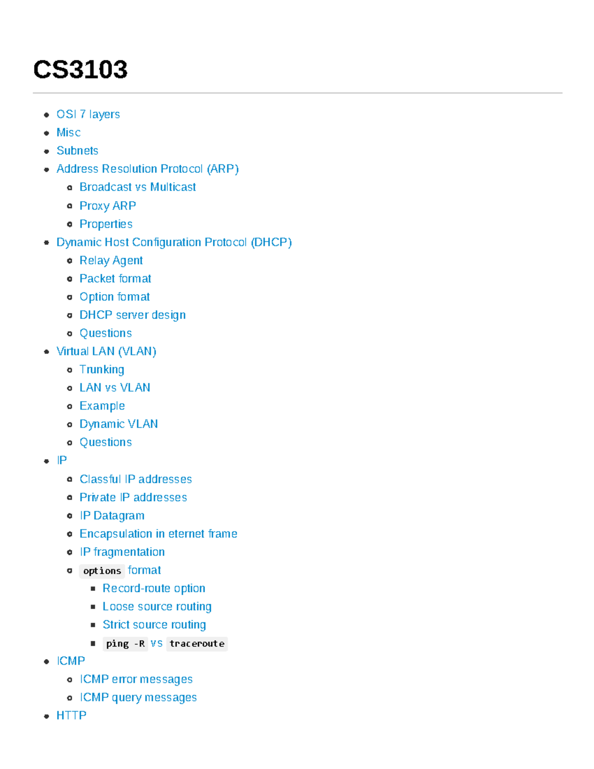 Notes - CS OSI 7 layers Misc Subnets Address Resolution Protocol (ARP ...