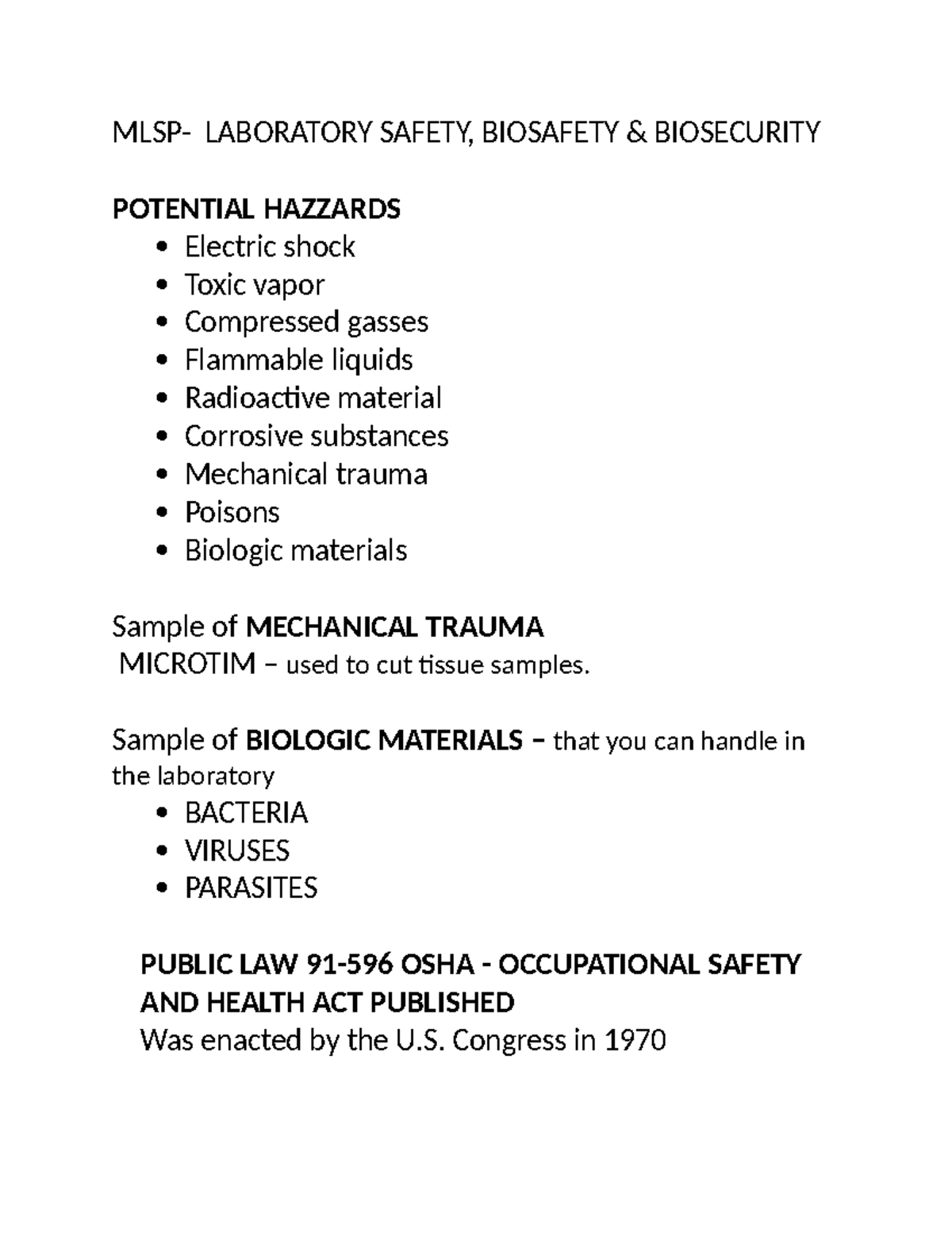 MLSP - MLSP- LABORATORY SAFETY, BIOSAFETY & BIOSECURITY POTENTIAL ...