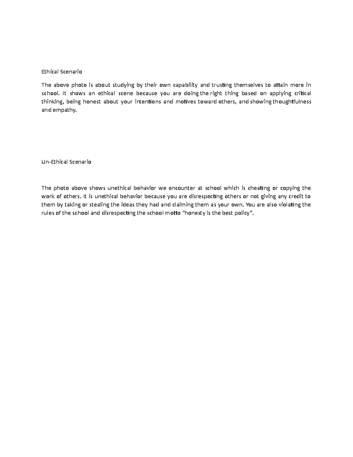 Ethical Scenario - THANKS - Ethical Scenario The above photo is about ...