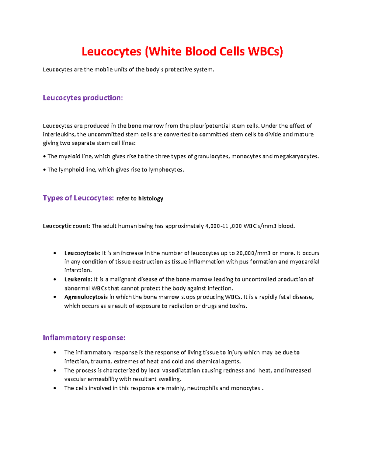 Leucocytes - normal function of lecocytosis - Leucocytes (White Blood ...