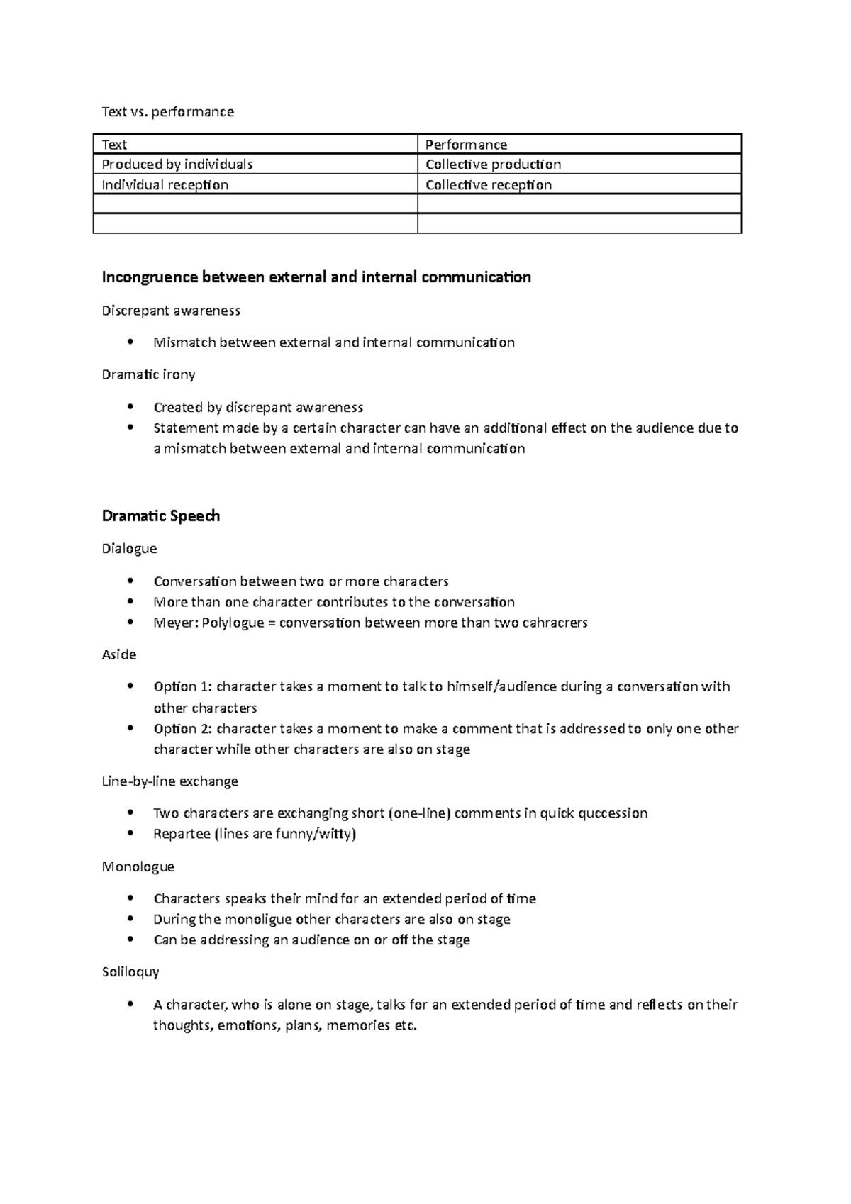 Drama - Text vs. performance Text Performance Produced by individuals ...