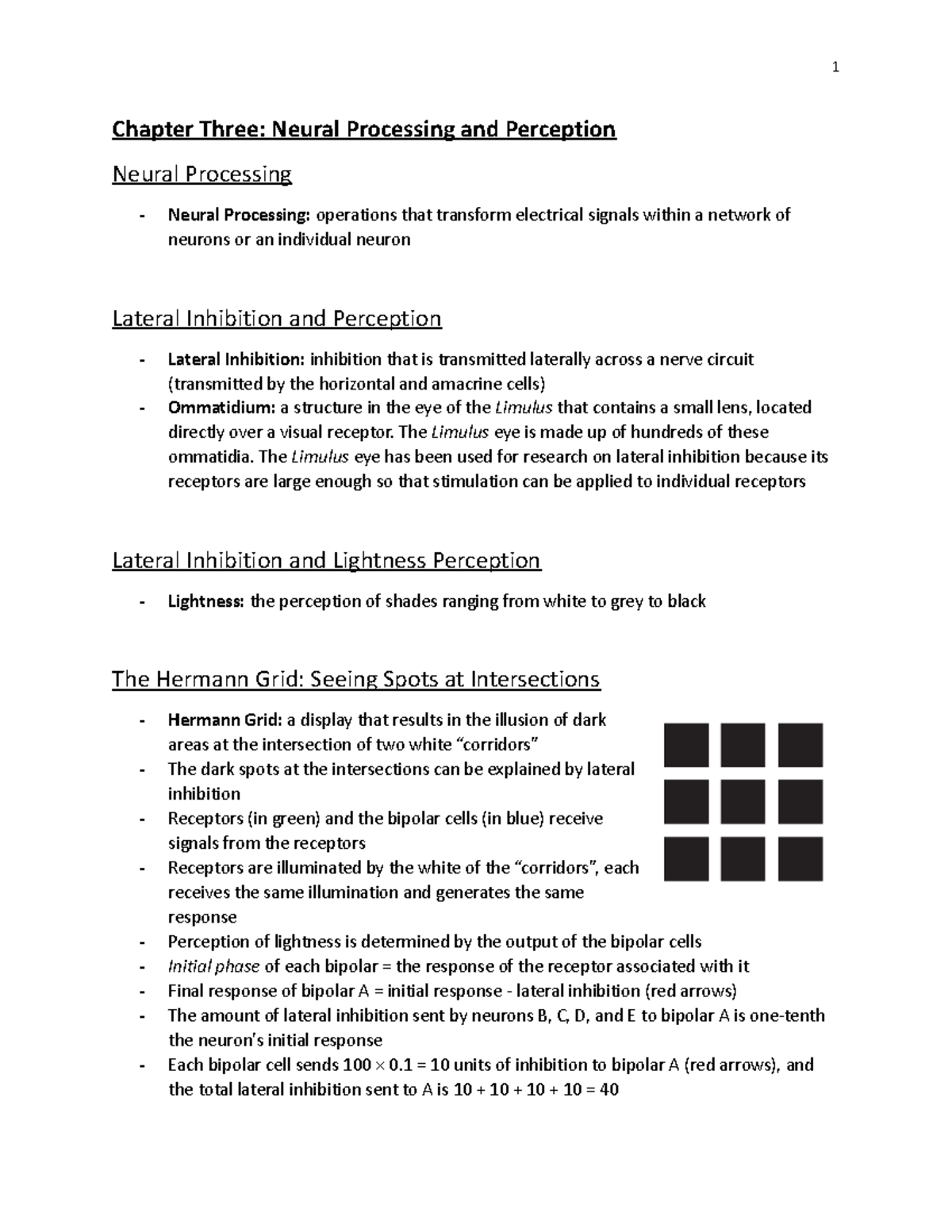 Chapter 3 - Neural Processing and Perception - Chapter Three: Neural Processing and Perception ...
