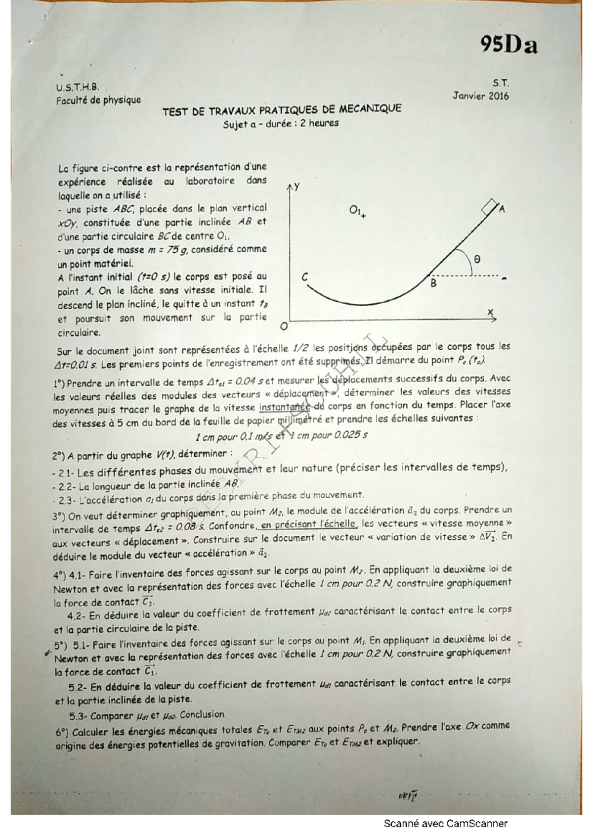 Examens Corrigés TP Physique 1 Mécanique - TP physique 1 - Studocu