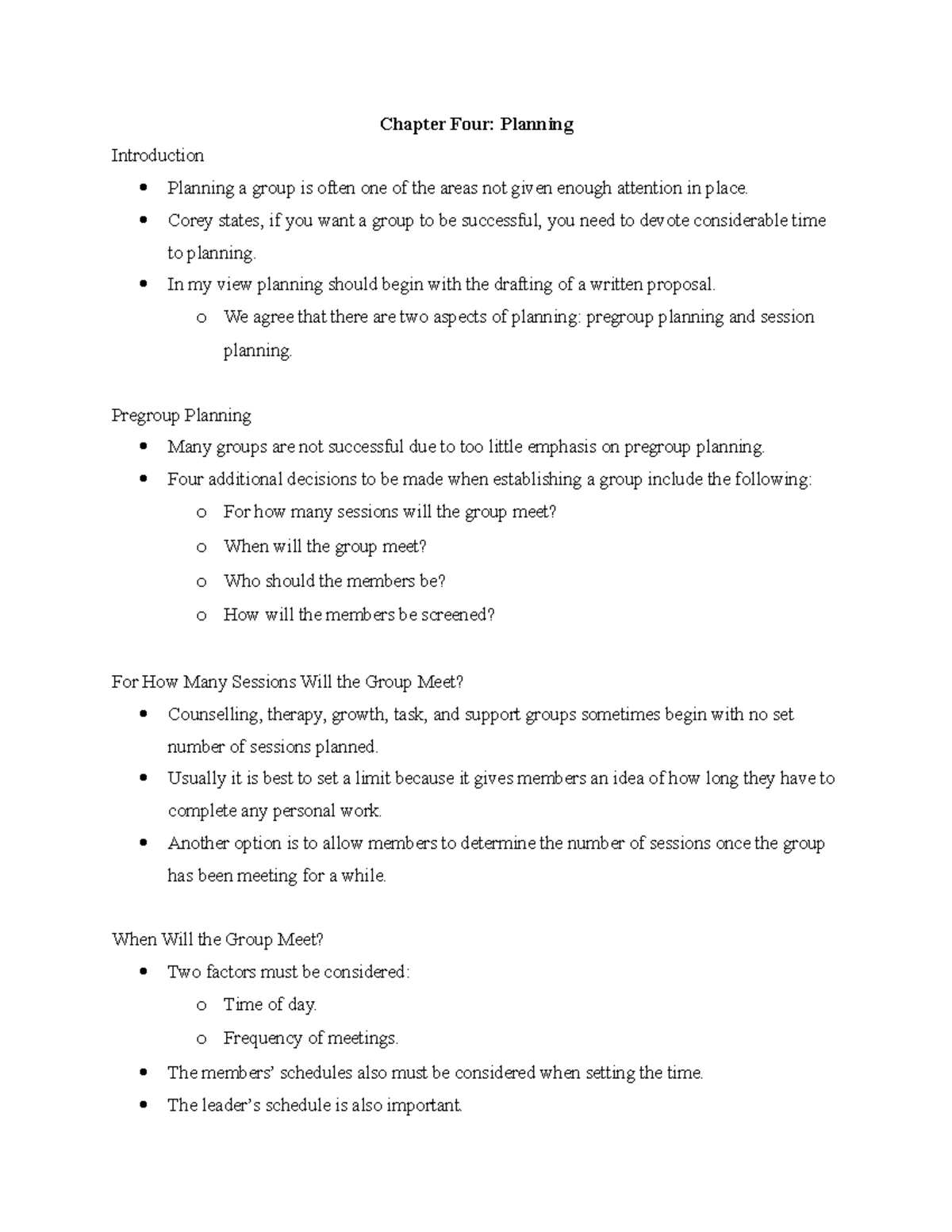 Chapter Four Planning - Natalie Mitchell - Chapter Four: Planning ...