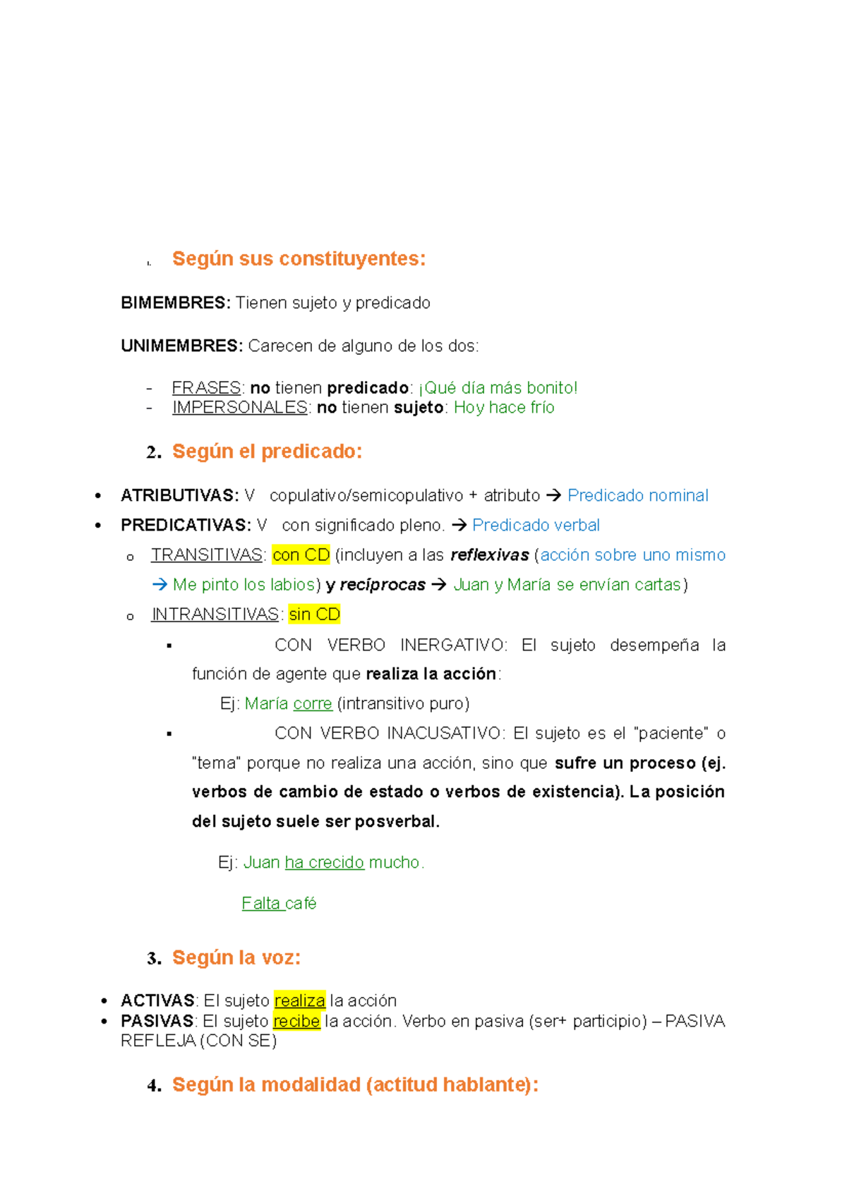Tipos DE Oraciones - ejercicios para tu examen - Psicología del ...